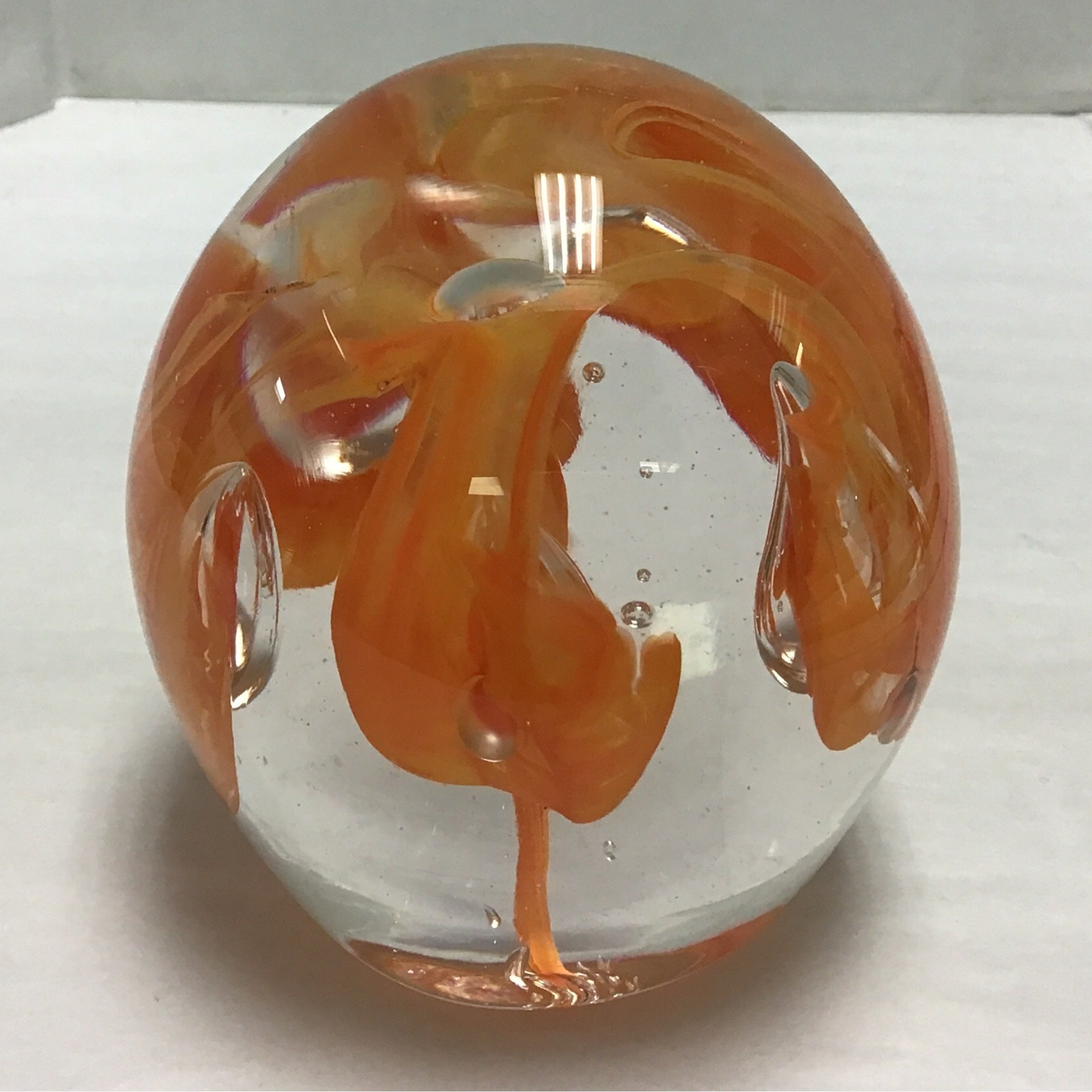 XL Orange Swirl Glass Paperweight | Maine Jewelry & Art
