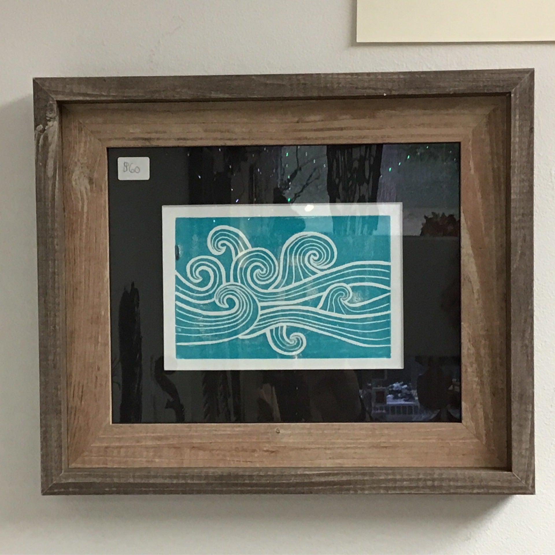 Framed Hand Pulled Ocean Waves Block Print | Maine Jewelry & Art